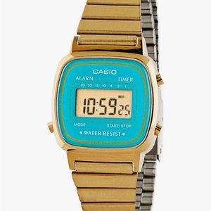 Casio | Accessories | Casio Retro Gold Turquois Blue Green Watch Ladies ...
